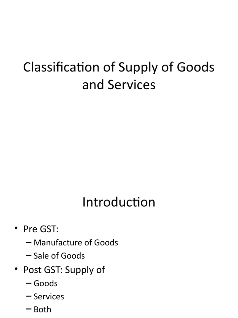 (A) Classification of Supply of Goods and Services | PDF