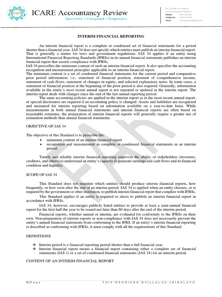 FAR04 01.4 Interim Reporting | PDF | Financial Statement ...