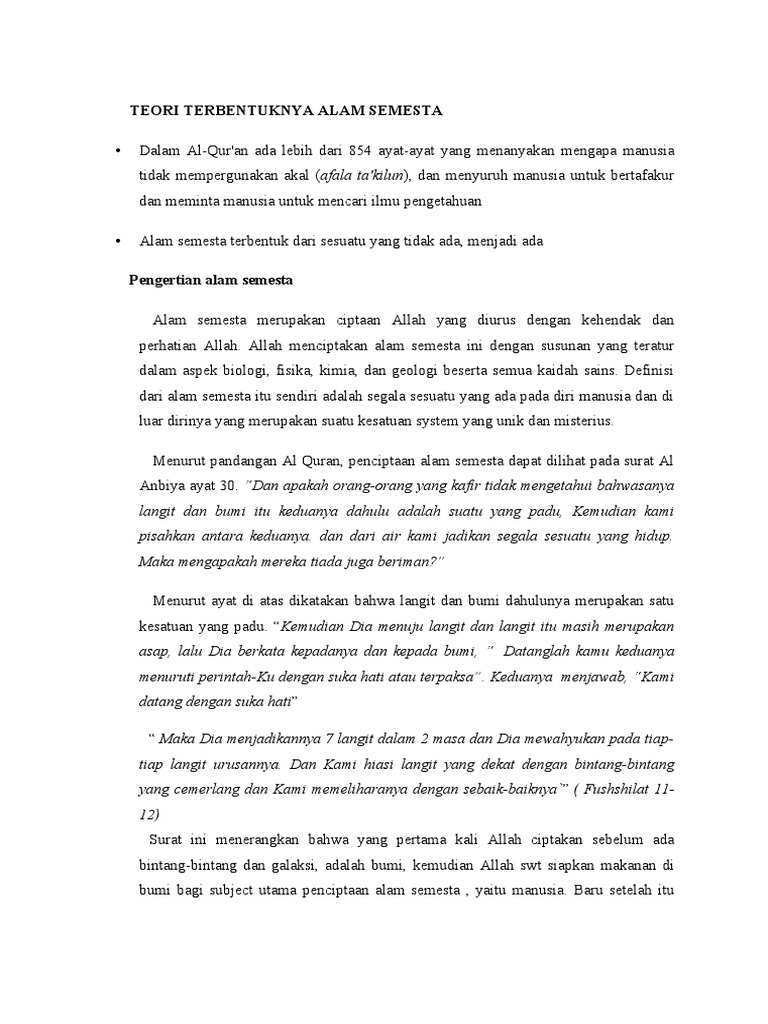 Teori Terbentuknya Alam Semesta | PDF