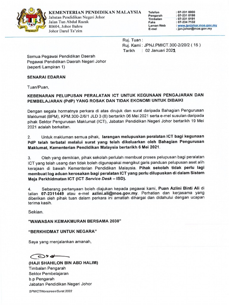 KEBENARAN PELUPUSAN PERALATAN ICT UNTUK KEGUNAAN PDP | PDF