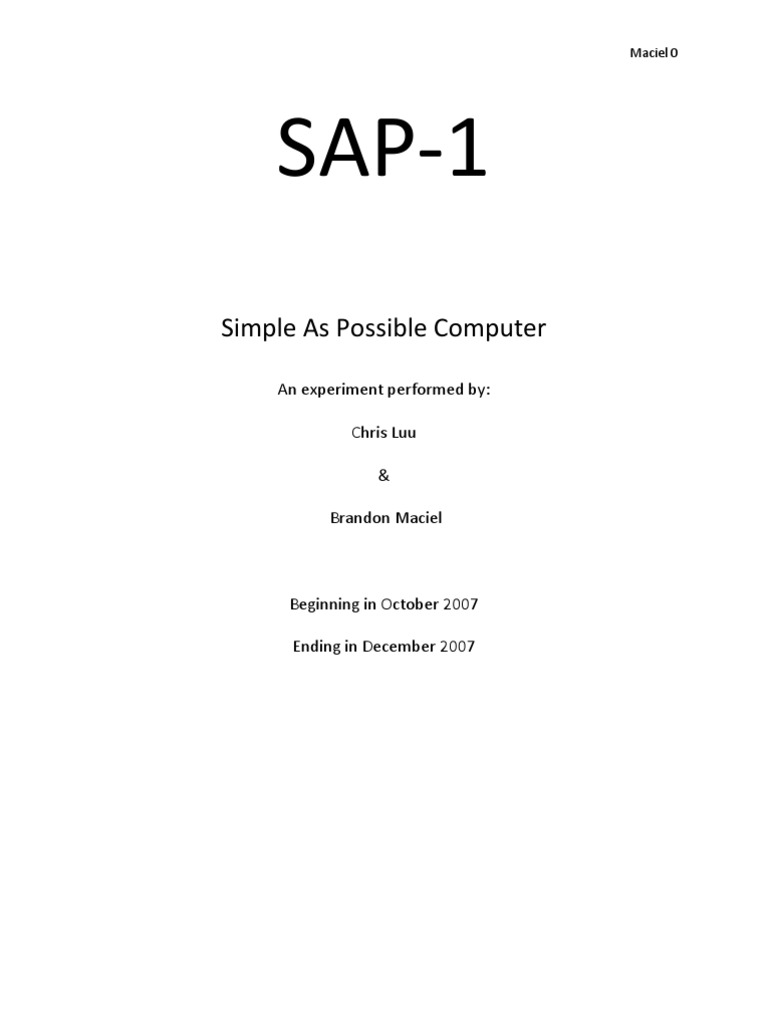 Sap 1 2 | PDF | Assembly Language | Random Access Memory