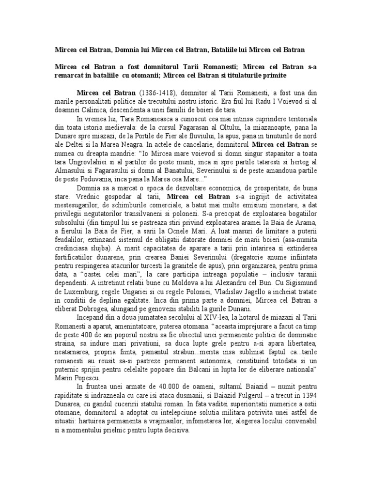 Mircea Cel Batran | PDF