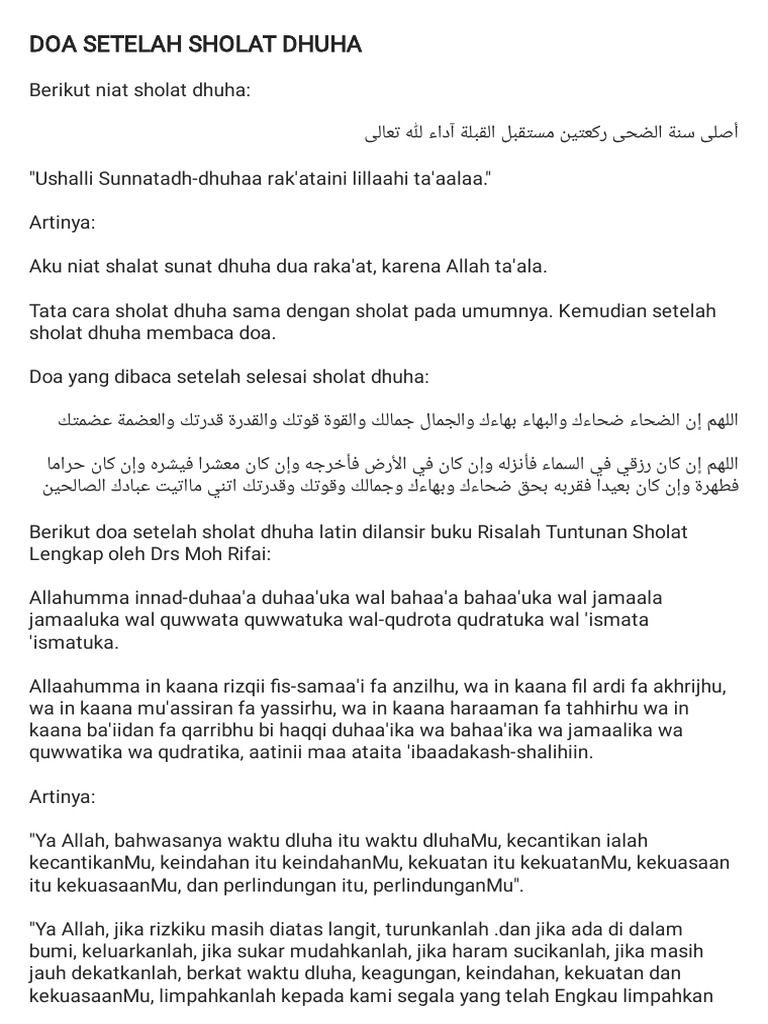 Doa Setelah Sholat Dhuha | PDF