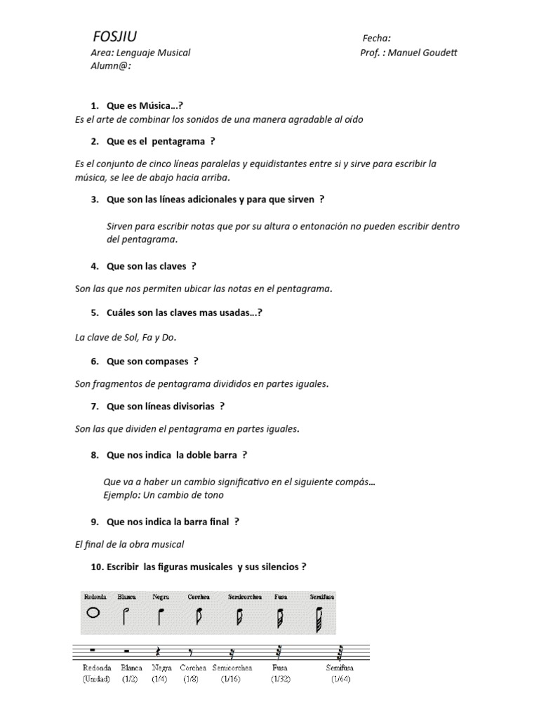Preguntas y Respuestas sobre Música | PDF | Las artes escénicas ...