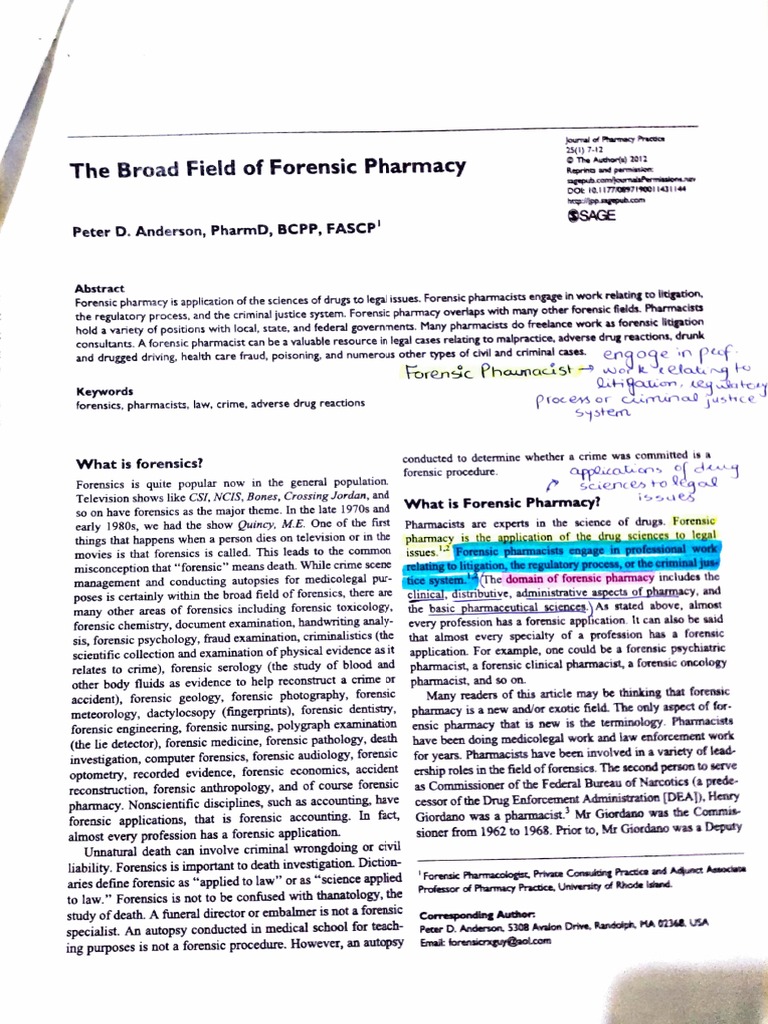 Forensic Pharmacy: Roles and Applications | PDF | Pharmacy | Forensic ...