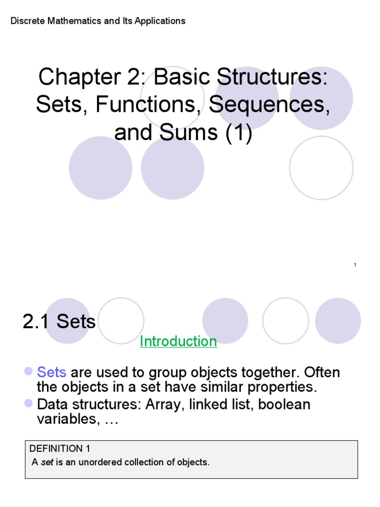 Chapter 2: Basic Structures: Sets, Functions, Sequences, and Sums | PDF | Function (Mathematics ...