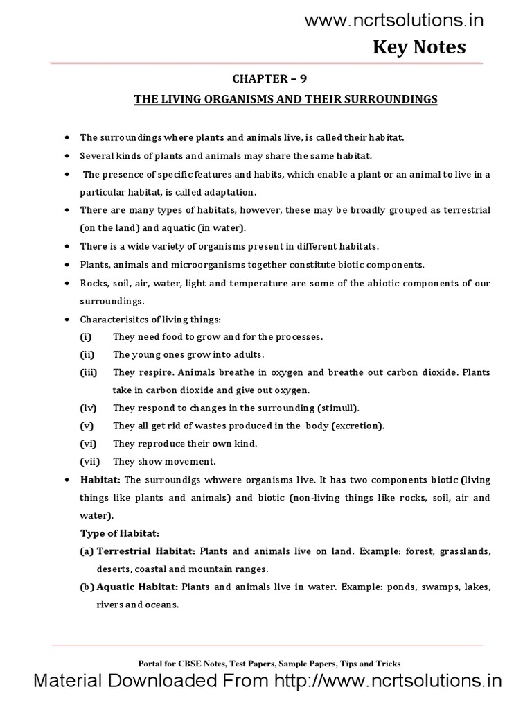 Chapter - 9 The Living Organisms and Their Surroundings | PDF | Habitat ...