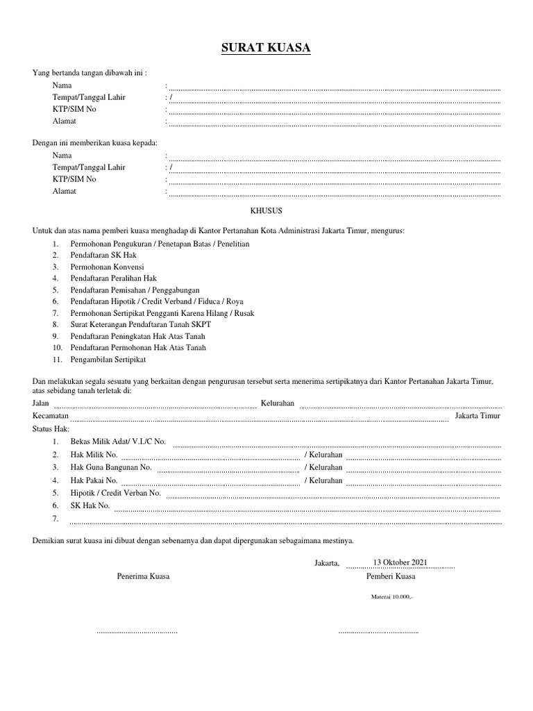 Formulir Surat Kuasa Pengukuran | PDF