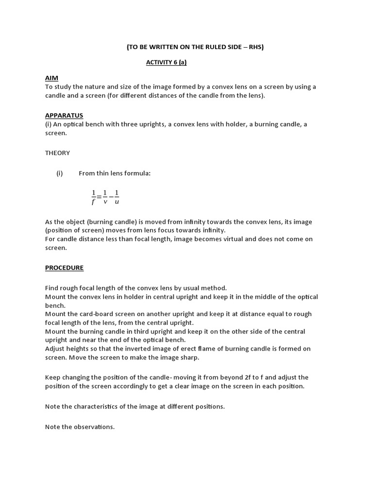 Activity 6 - Convex Lens, Concave Mirror | PDF | Optics | Imaging