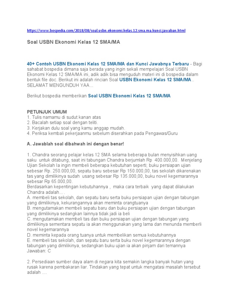 Soal Usp BKS 2 | PDF