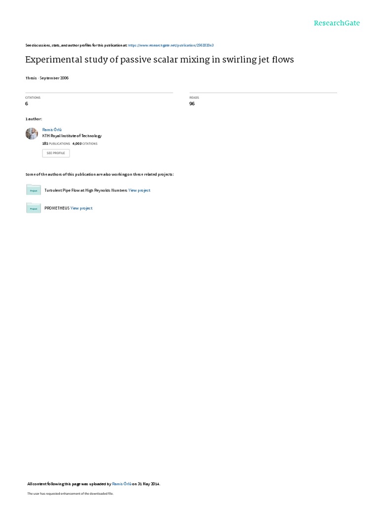 Swirling Jet Mixing Dynamics | PDF | Boundary Layer | Navier–Stokes ...