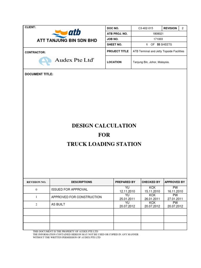 DESIGN CALCULATION FOR TRUCK LOADING STATION | PDF | Structural Steel ...