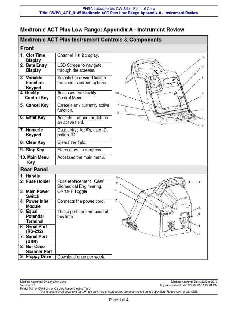Medtronic ACT Plus Low Range Appendix A - Instrument Review | PDF ...