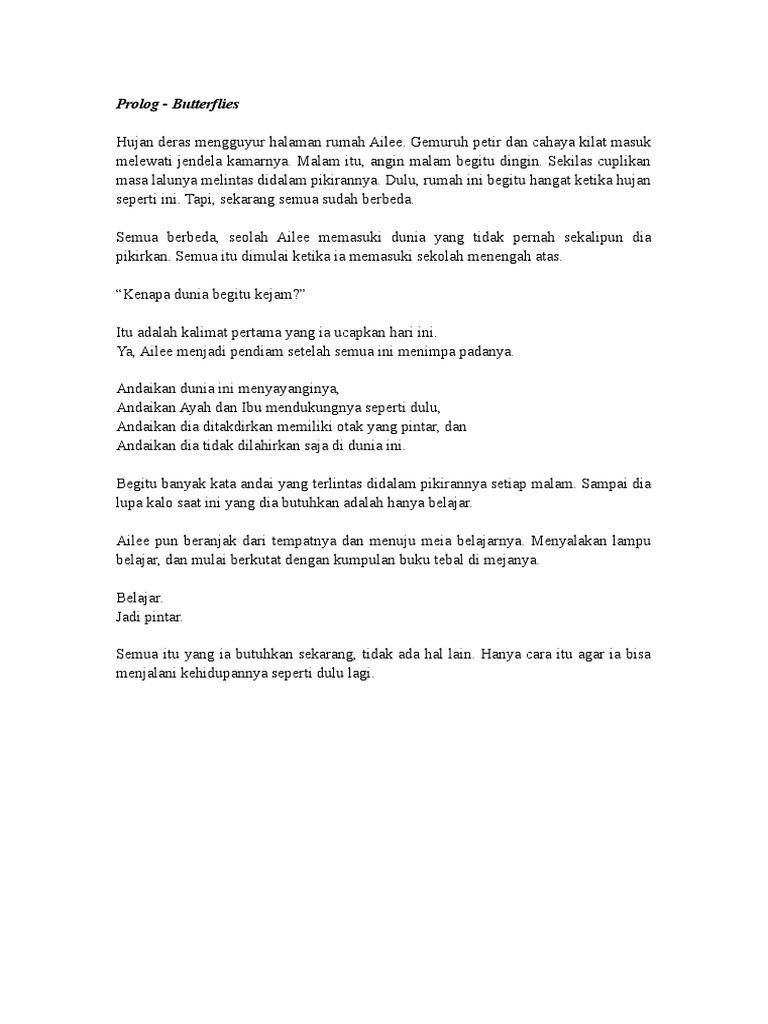 Prolog Novel "Butterflies" oleh Ale | PDF