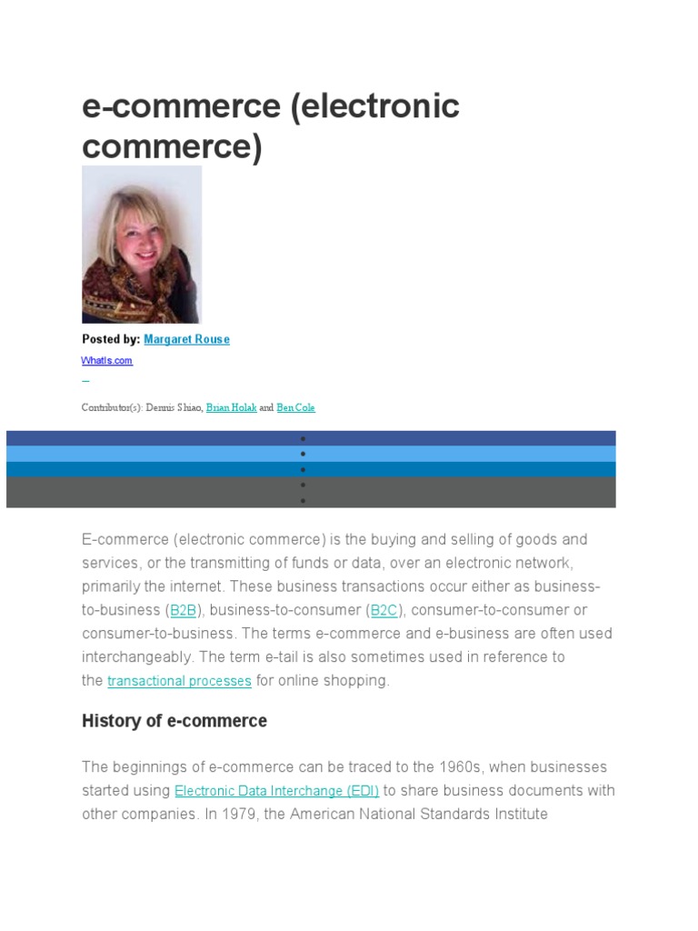 E-Commerce (Electronic Commerce) | PDF | E Commerce | Online Shopping