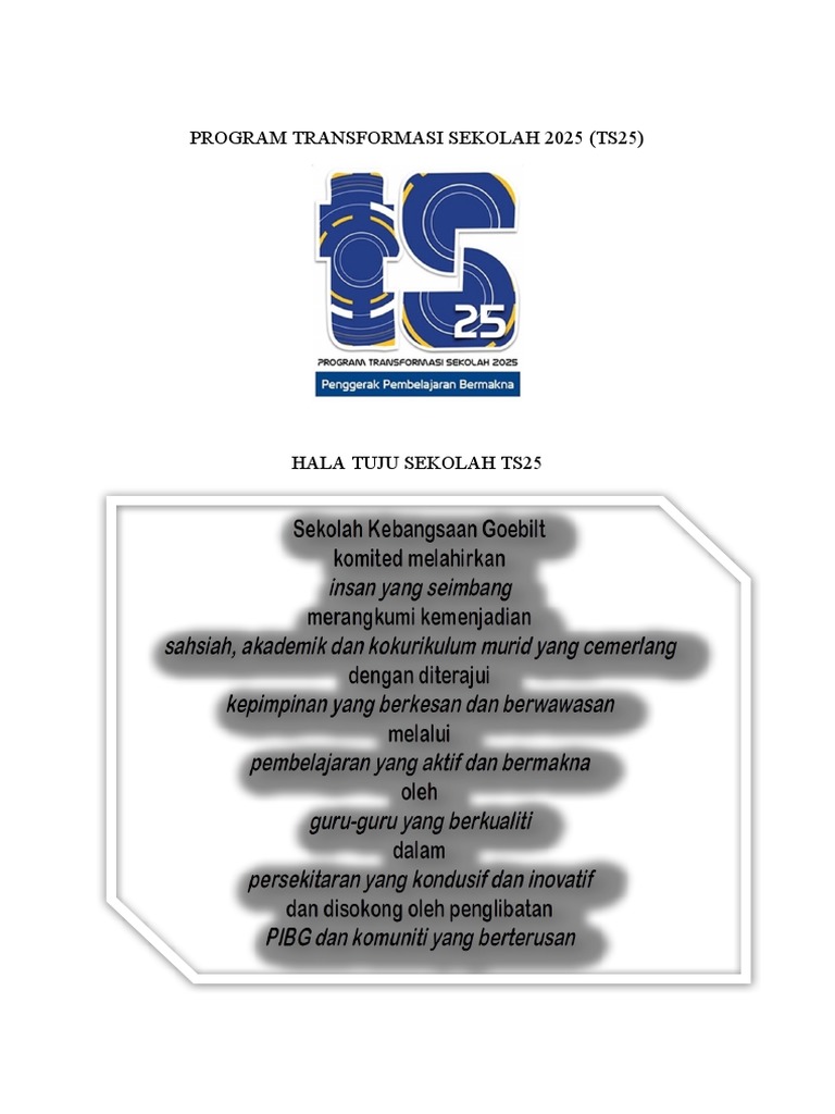 Hala Tuju Sekolah TS25 | PDF