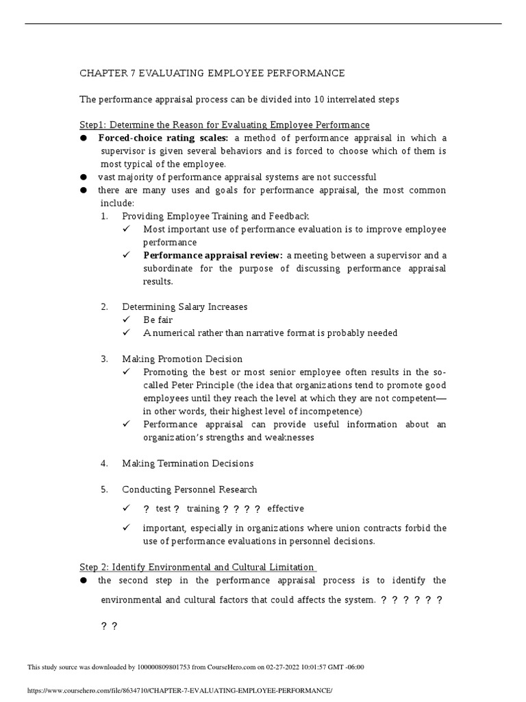 Chapter 7 Evaluating Employee Performance | PDF | Performance Appraisal ...