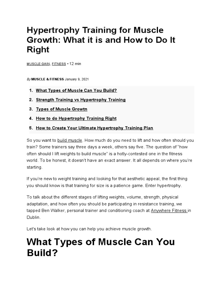 Hypertrophy Training For Muscle Growth | PDF | Muscle Hypertrophy ...