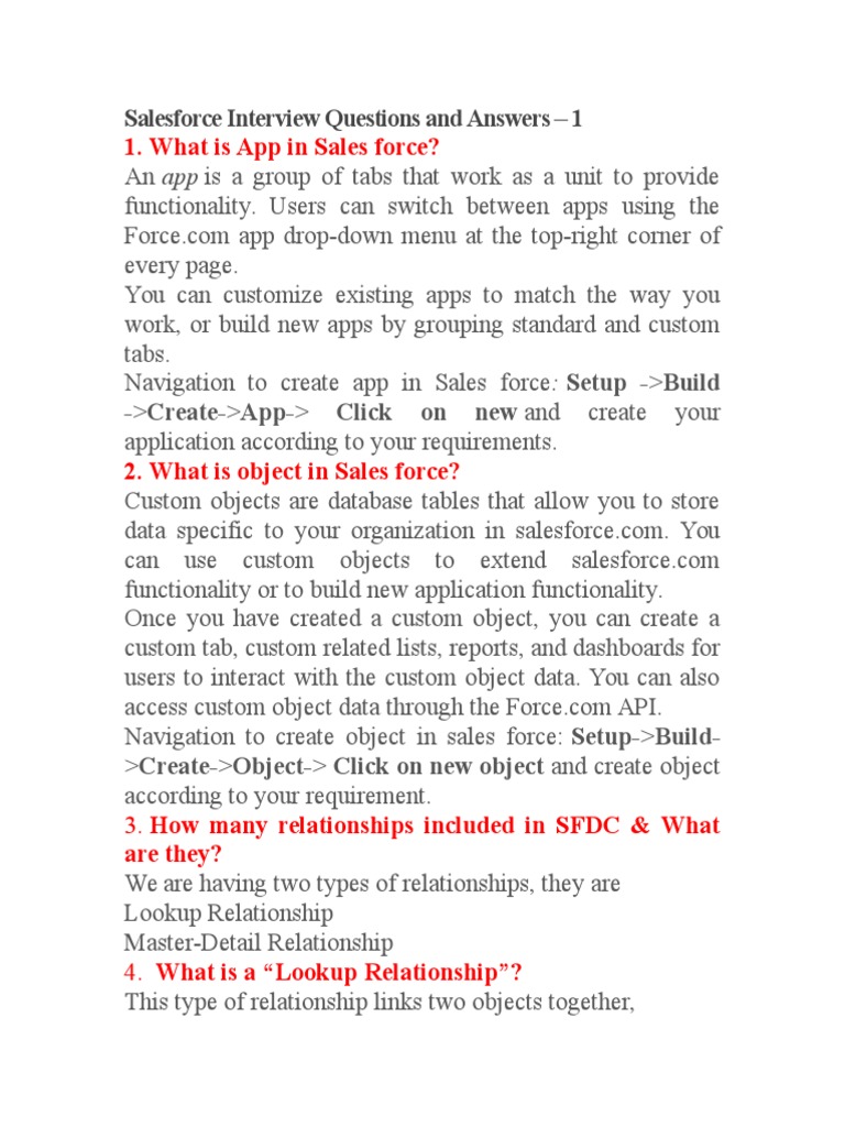 Salesforce Interview Questions and Answers | PDF | Databases | Mobile App