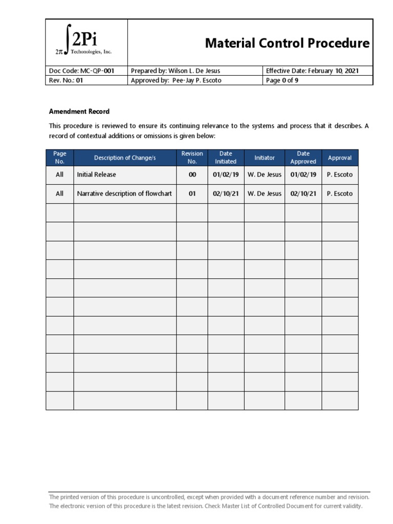 Material Controller Procedure | PDF | Business Process | Business