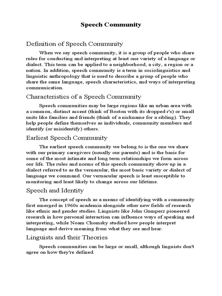 Speech Community | PDF