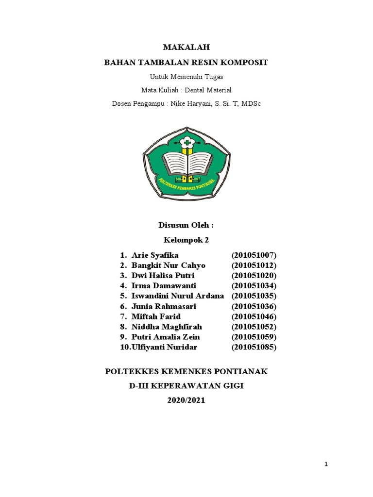 Bahan Tambalan Resin Komposit Gigi | PDF | Sains & Matematika ...