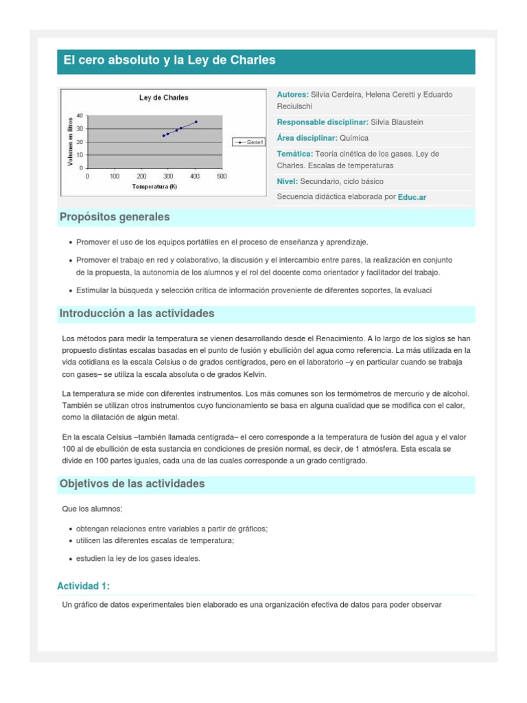 El Cero Absoluto y La Ley de Charles | PDF | Temperatura | Celsius