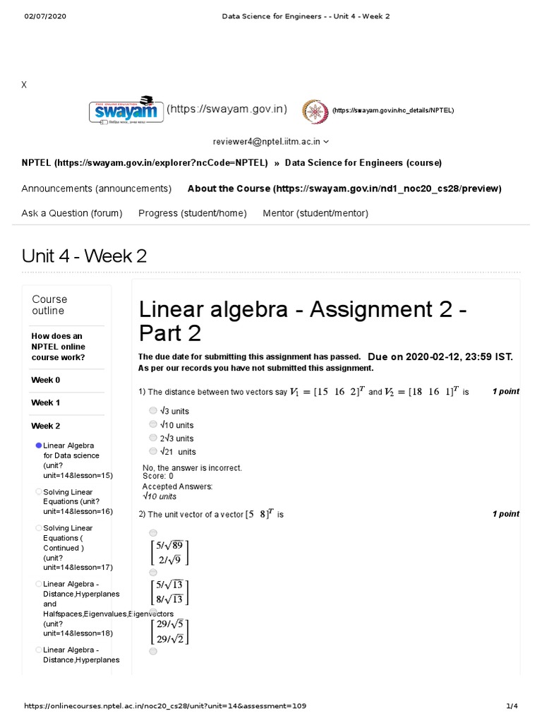 Noc20-Cs28 Week 02 | PDF | Eigenvalues And Eigenvectors | System Of ...