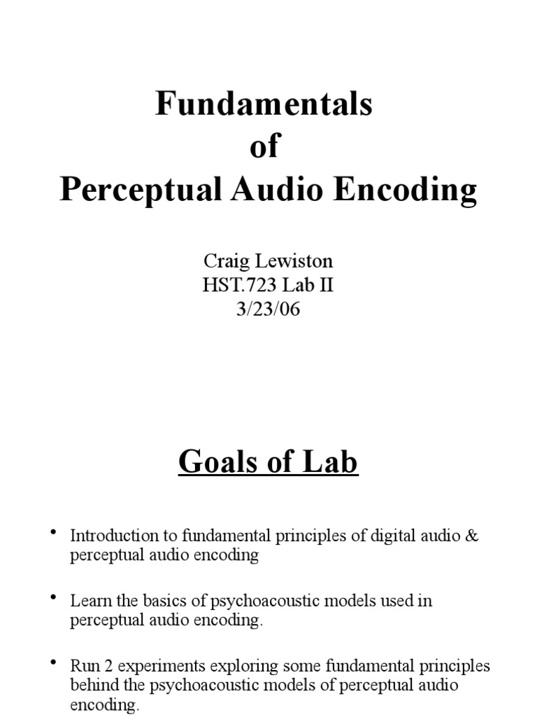 Fundamentals Of Perceptual Audio Coding Pdf Hearing Data Compression 