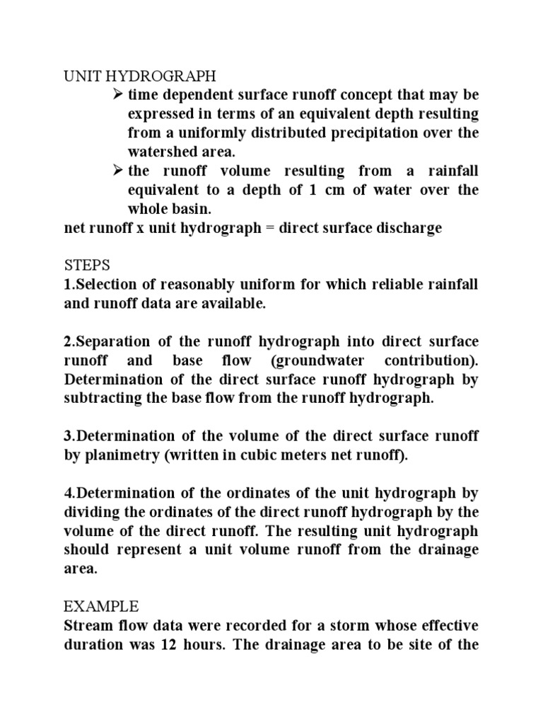 Unit Hydrograph Method for Flood Prediction | PDF | Drainage Basin ...