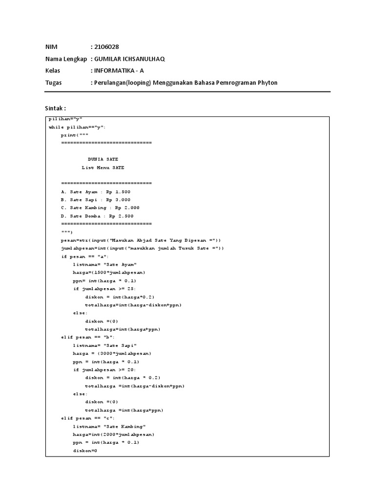 Penjelasan Code - Gumilar Ichsanulhaq | PDF