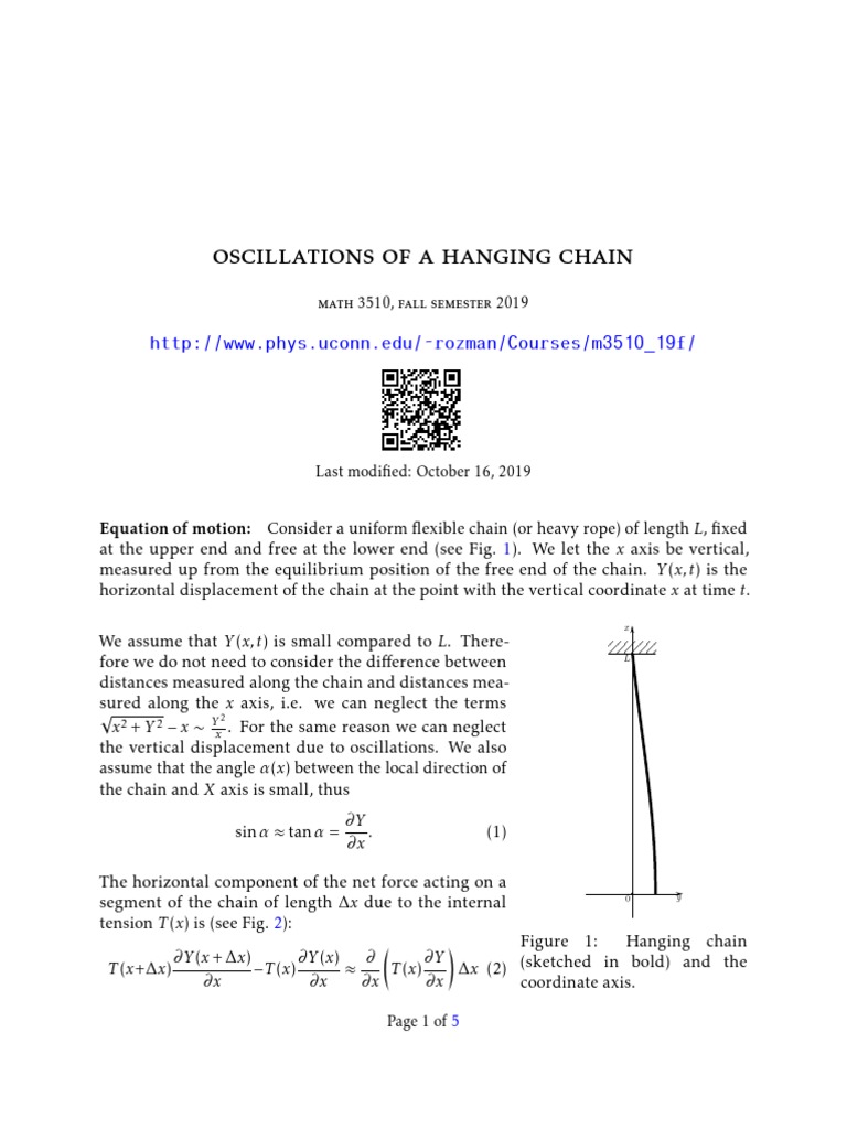 Physics of Hanging Chain Oscillations | PDF | Tension (Physics) | Mechanics