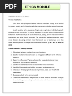 CHED NGEC - Ethics Syllabus and Learning Guide | PDF | Social Justice | Morality