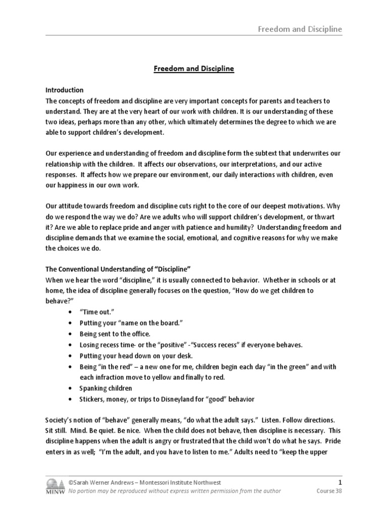 Freedom and Discipline C 38 | PDF