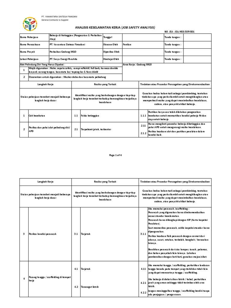 JSA Perbaikan MGO | PDF JSA Perbaikan MGO | PDF
