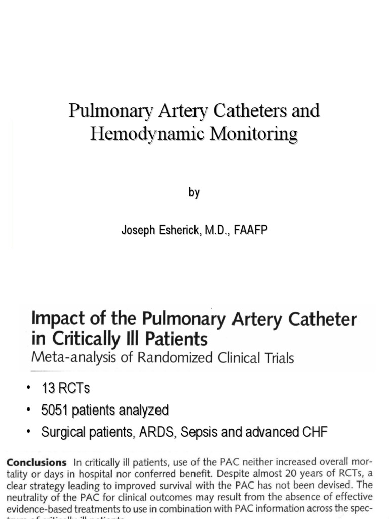 Pulmonary Artery Catheters and Hemodynamic Monitoring | PDF | Shock ...