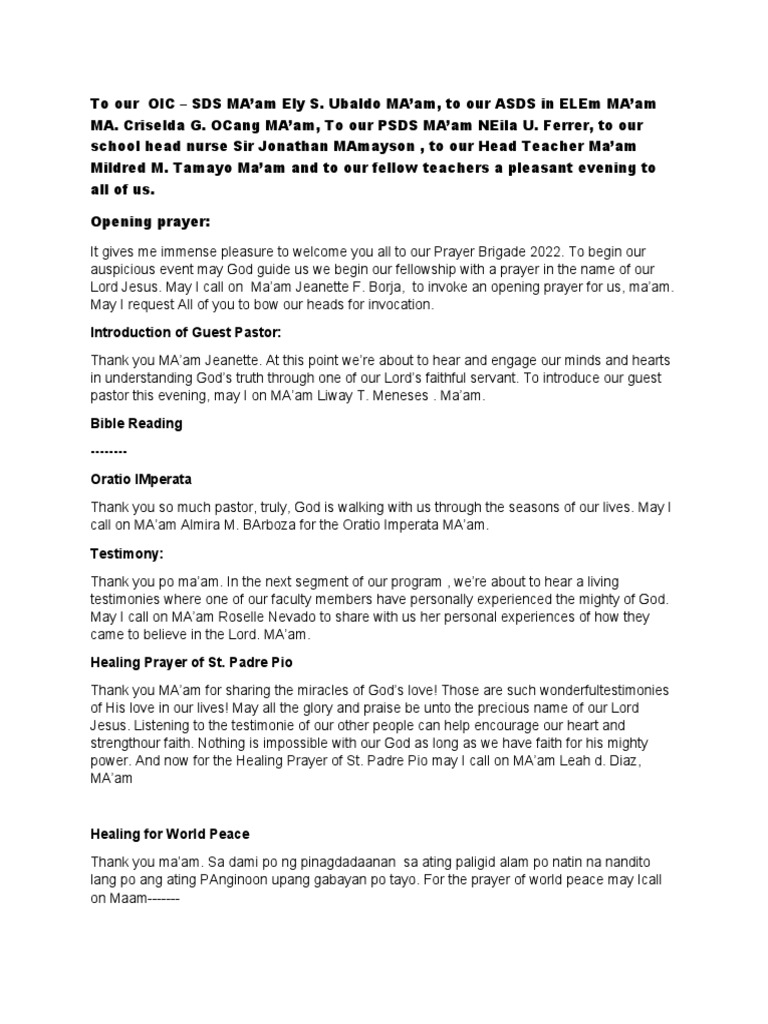 Introduction of Guest Pastor | PDF | Prayer | Religious Belief And Doctrine