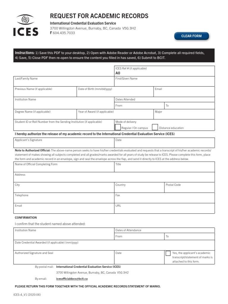 Request For Academic Records Authorization | PDF | Computing