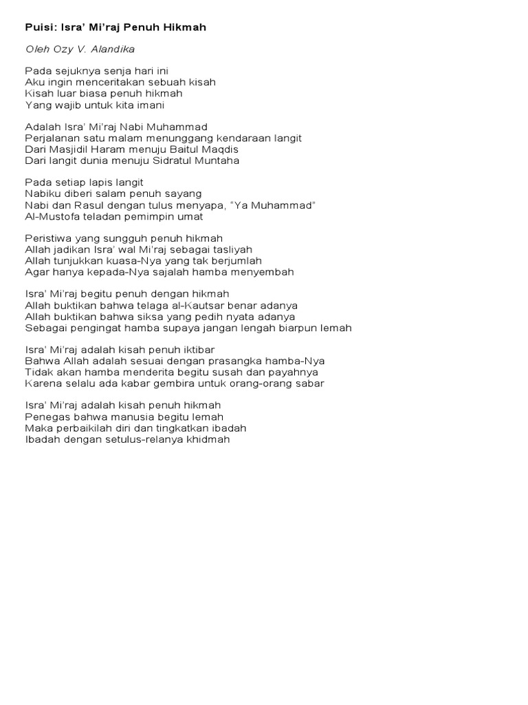 Puisi Hikmah Isra' Mi'raj dan Ibadah | PDF
