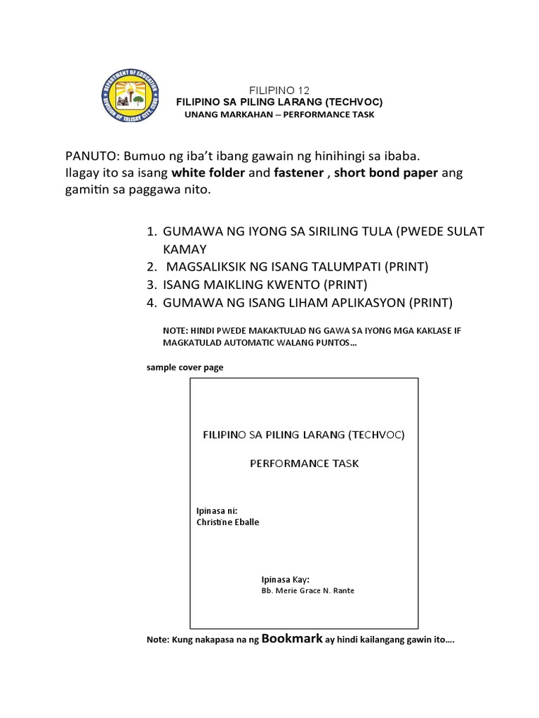 Finals Performance Task | PDF