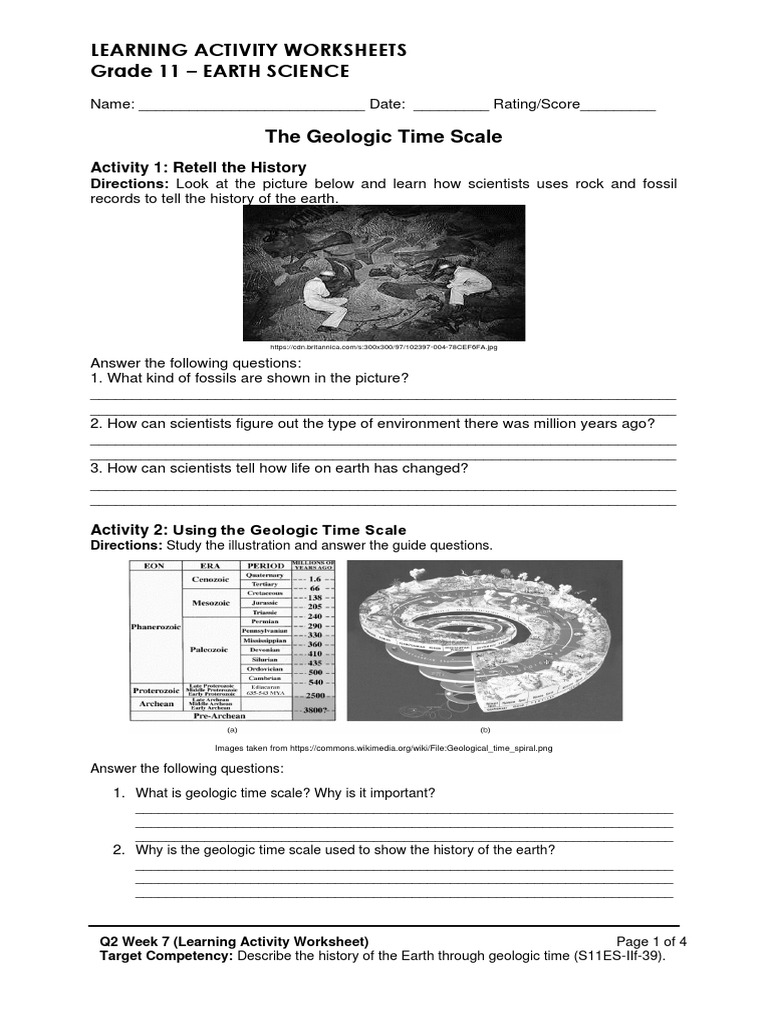 Learning Activity Worksheets Grade 11 - Earth Science: Activity 1 ...
