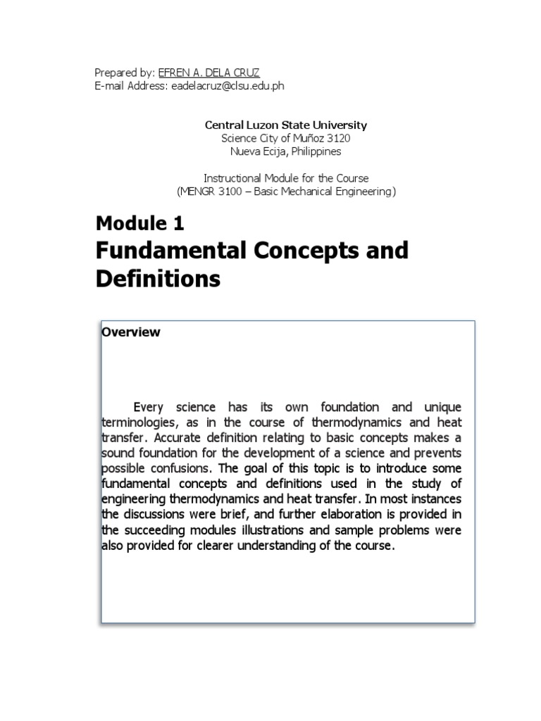 Module 1. 3100 Fundamental Concepts | PDF | Temperature | Heat