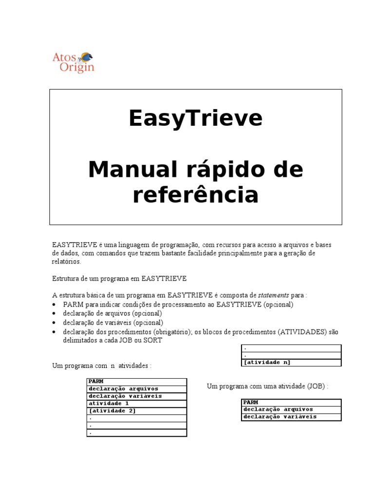 Guia Rápido do Easytrieve | PDF | Byte | Codificações