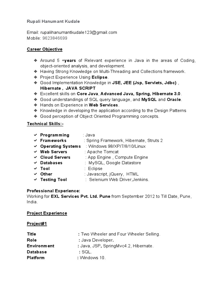 Java Developer Resume | PDF | Java (Programming Language) | Web Application