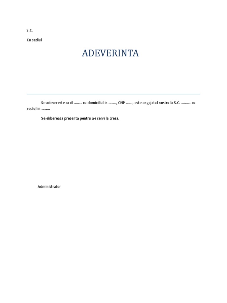Adeverinta Cresa | PDF