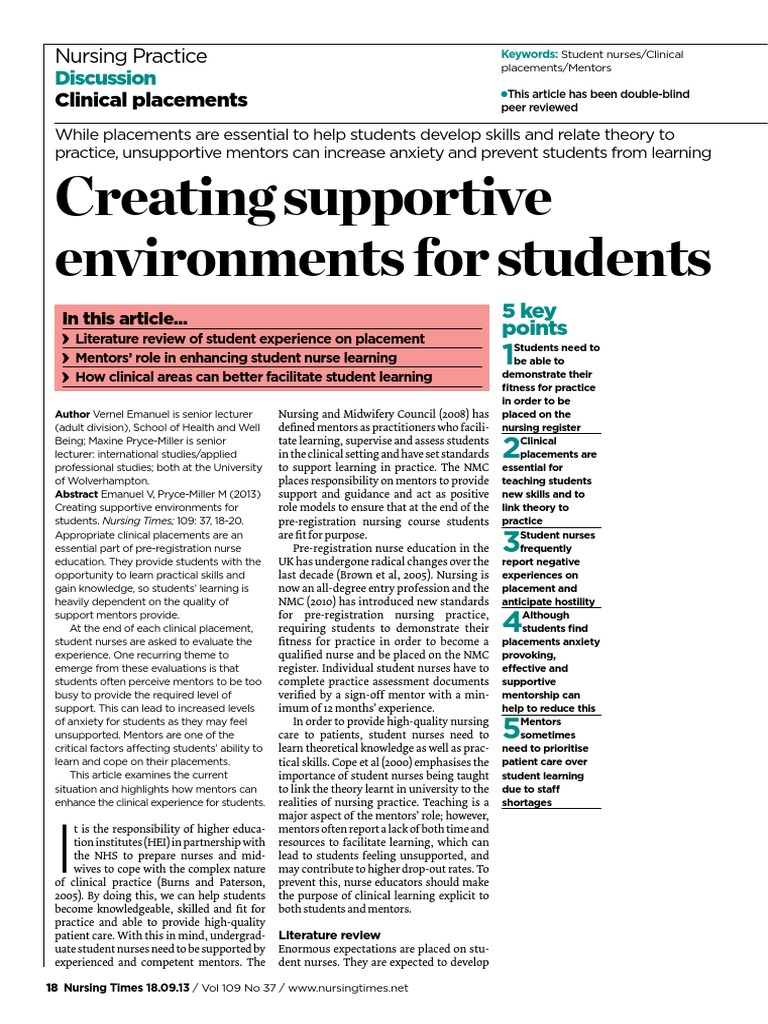 Creating Supportive Environments For Students | PDF
