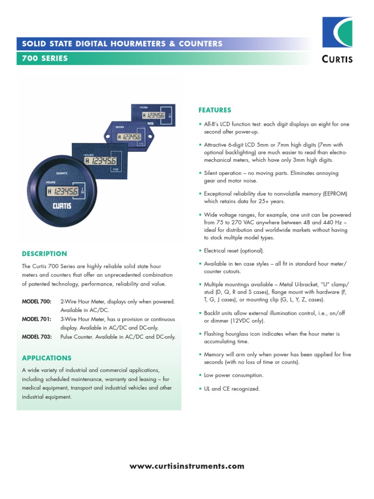 Solid State Digital Hourmeters & Counters 700 Series: Features | PDF ...