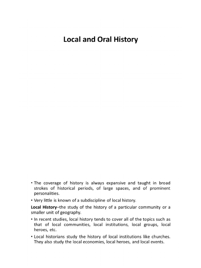 Local and Oral History | PDF