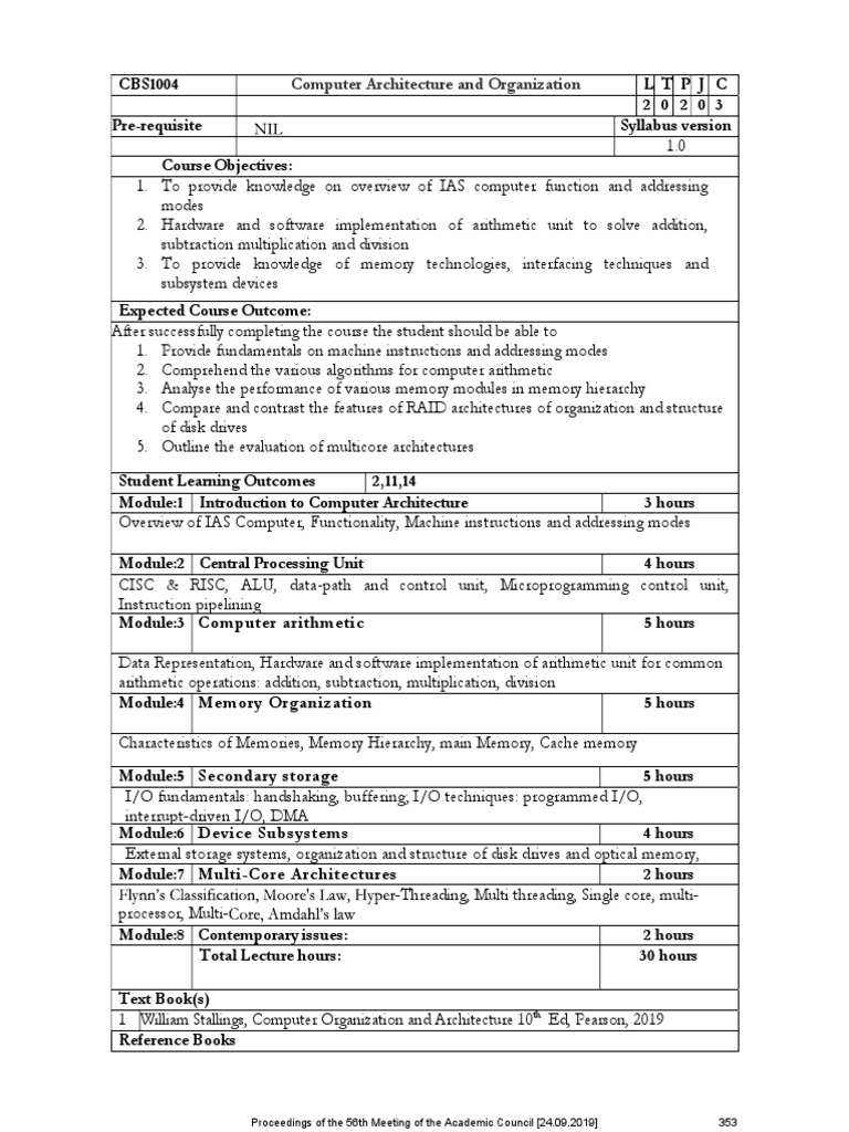 CBS1004 - Computer-Architecture-And-Organization - Eth - 1.0 - 59 - CBS1004 - 56 Acp | PDF ...