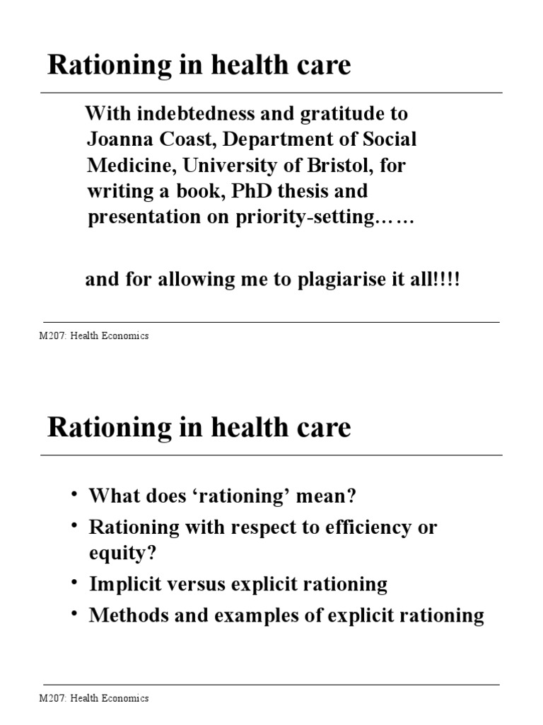 Rationing in Health Care | PDF | Economics | Economics Of Service ...